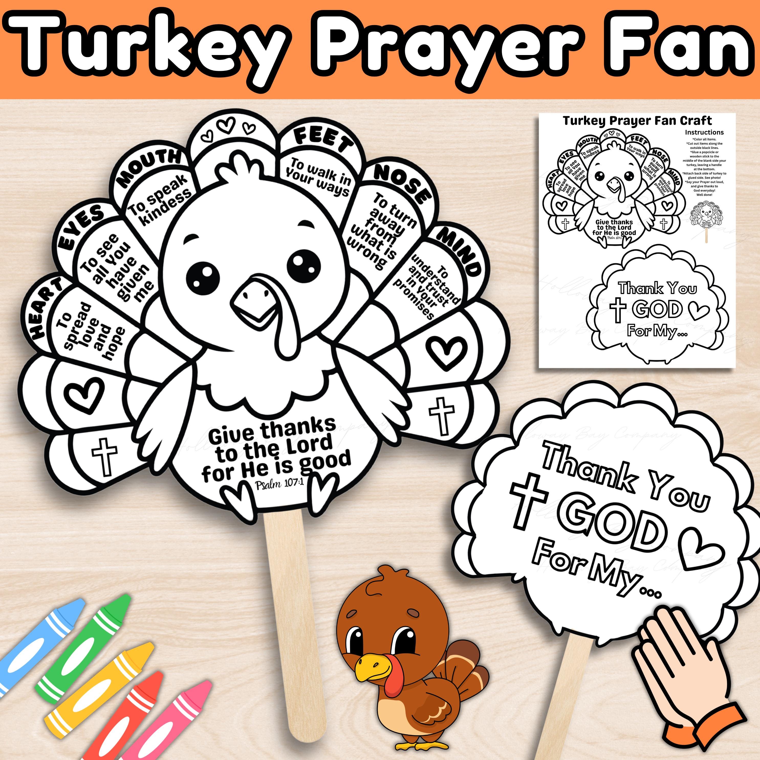 Turkey Prayer Fan Fall Crafts for Kids, Sunday School Lesson ...