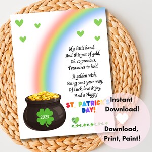 St. Patricks Day Handprint Art Poem, St. Patricks Day Crafts, Kids ...