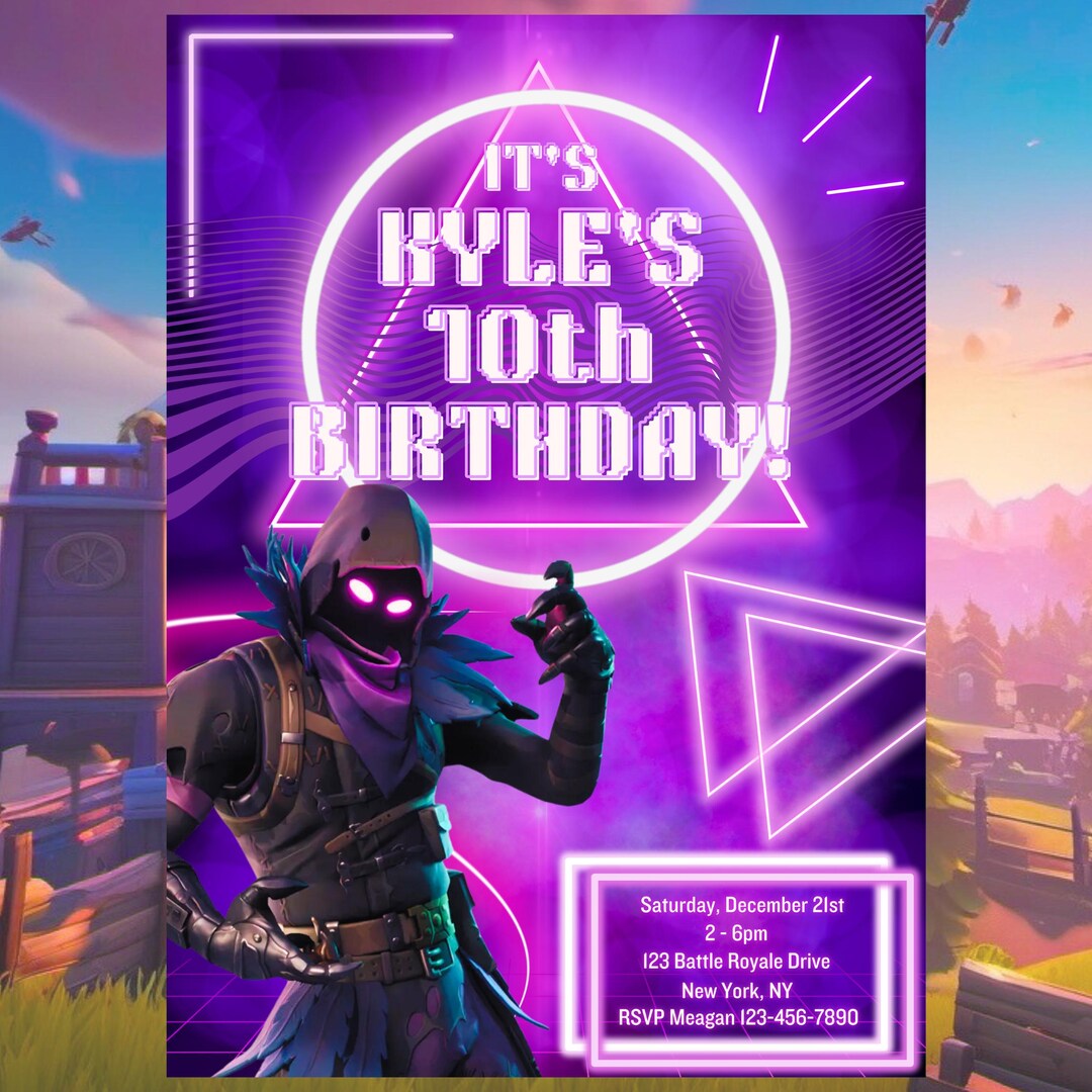 Fort Game Birthday Invitation, Video Game Gamer Birthday Invite ...