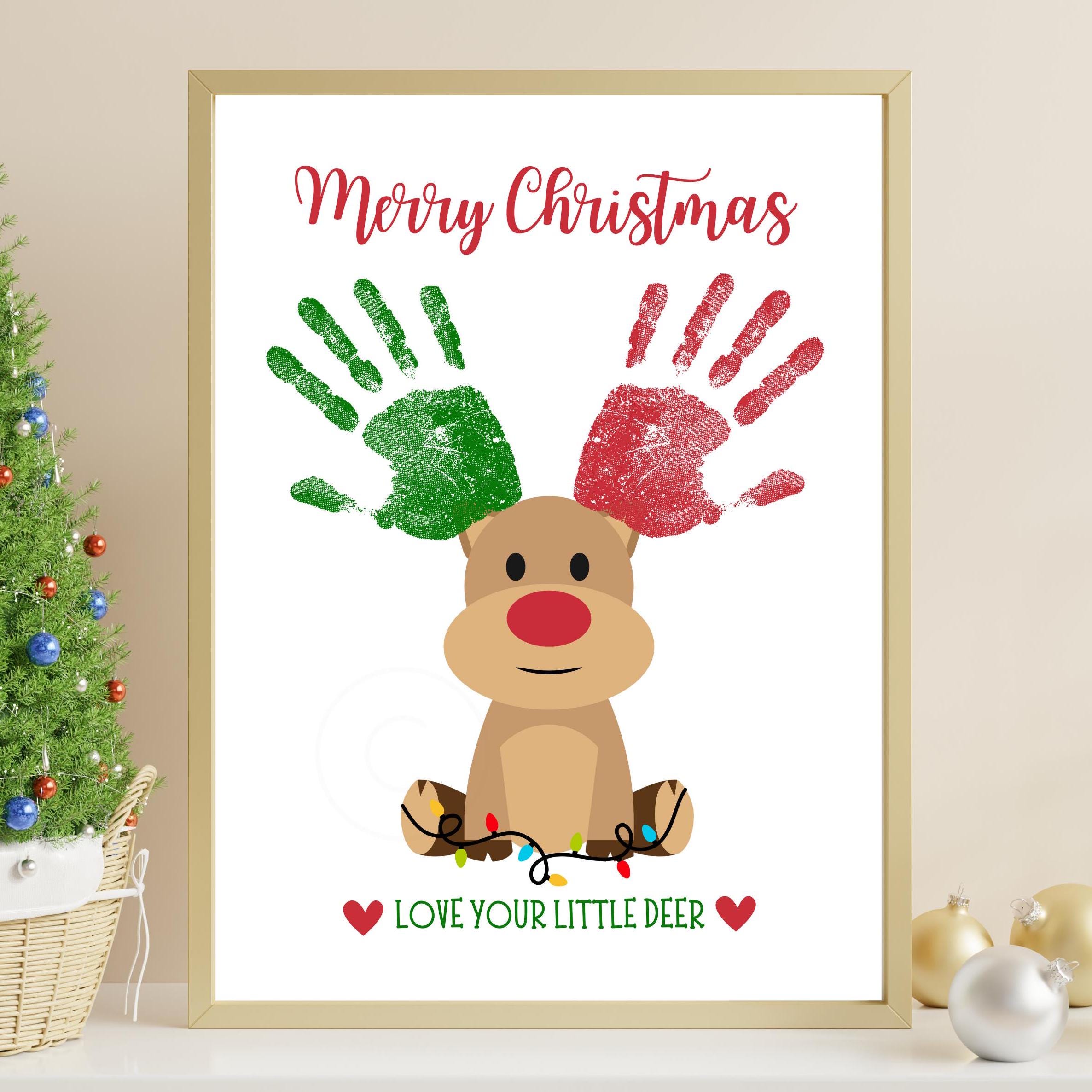 Reindeer Christmas Handprint Art, Christmas Printable, Kids Handprint ...