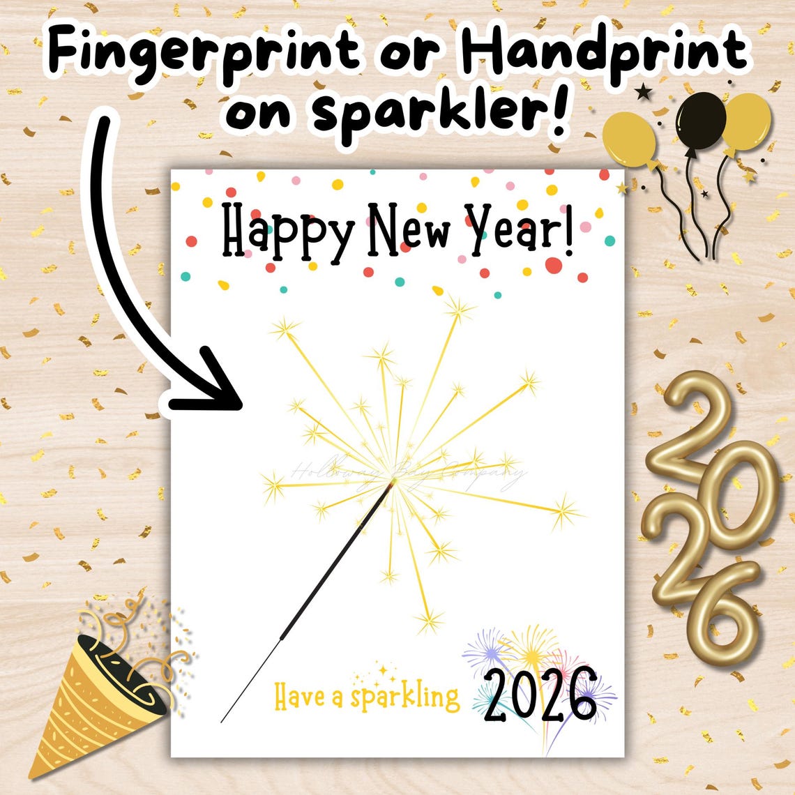 New Years Handprint Art, New Year's Eve Kids Printable Craft, New Years ...