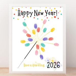 New Years Handprint Art, New Year's Eve Kids Printable Craft, New Years ...