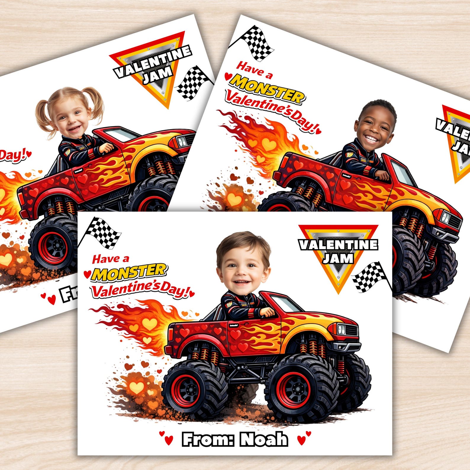 Monster Truck Valentines, Monster Truck Valentine's Cards, Classroom ...