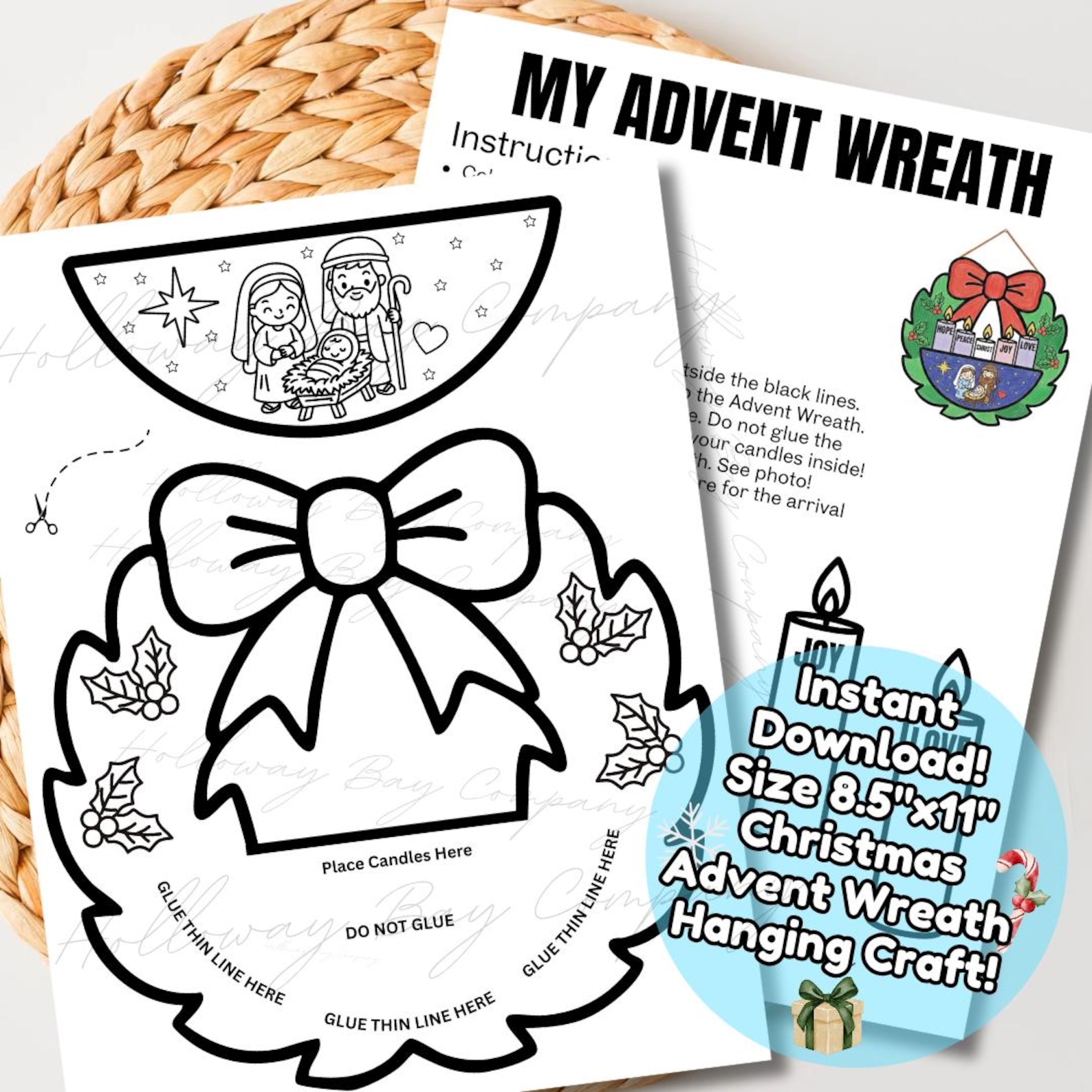 Advent Sunday School Craft, Advent Wreath Christmas Coloring Page ...