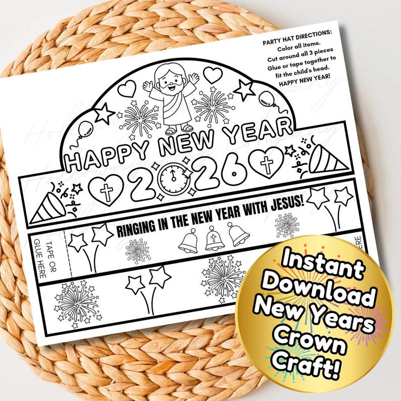 New Years Bible Craft Crown Hat Sunday School Lesson New Years 2026 ...