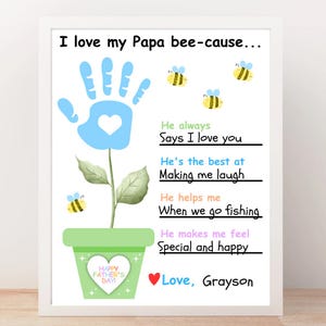 Fathers Day Handprint Art Craft, Papa Handprint Fingerprint Craft ...