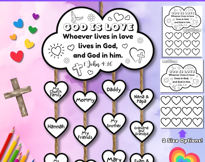 Valentine’s Day Sunday School Bible Coloring Craft God is Love Sewing ...