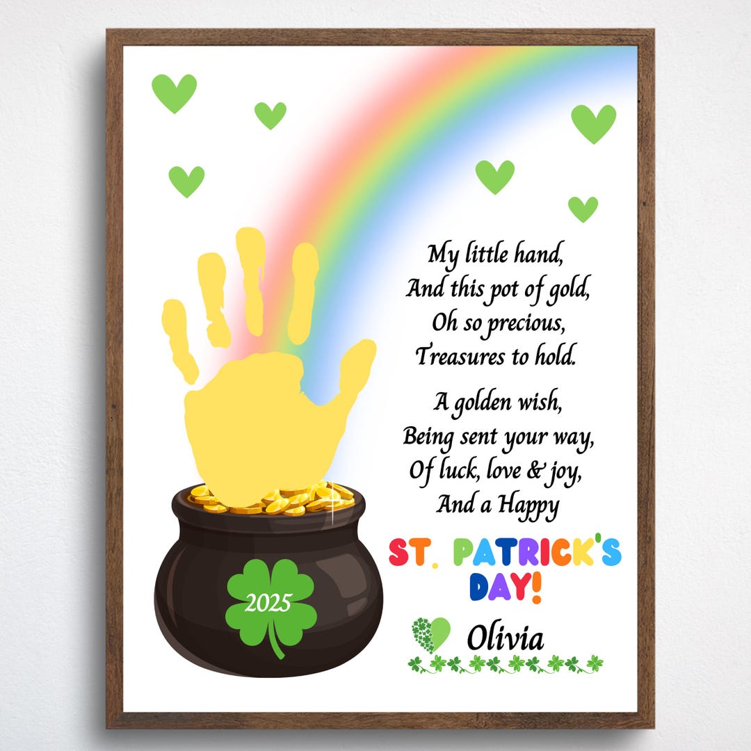 St. Patricks Day Handprint Art Poem, St. Patricks Day Crafts, Kids ...