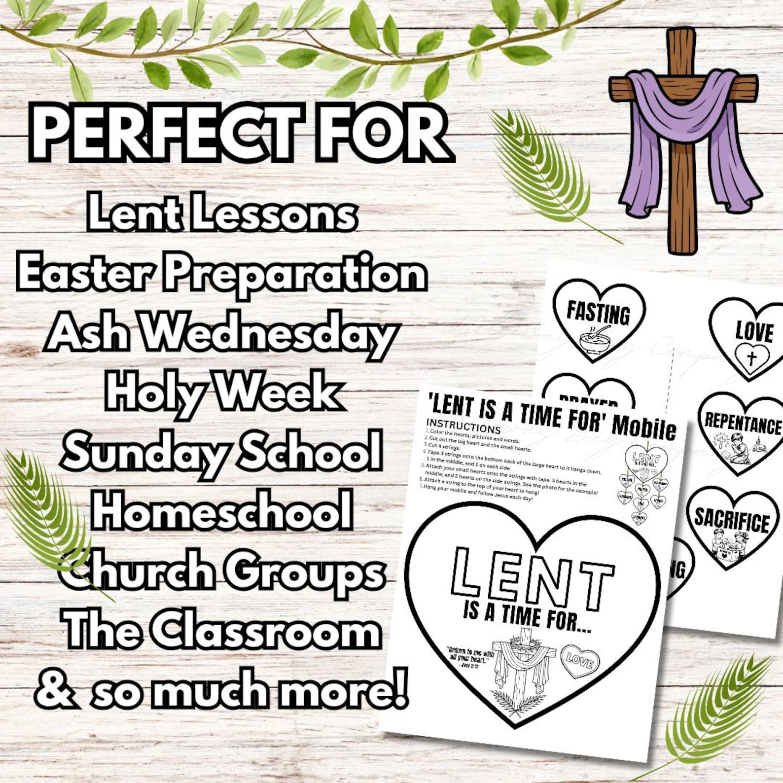 Lent Crafts, Kids Lent Activity, Lent Craft Printable, Ash Wednesday ...