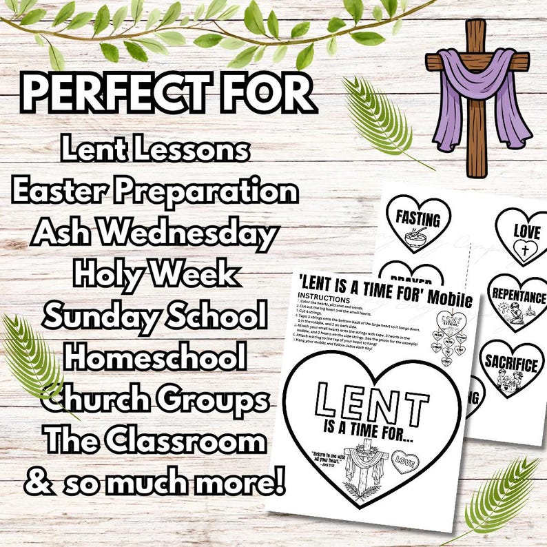 Lent Crafts, Kids Lent Activity, Lent Craft Printable, Ash Wednesday ...