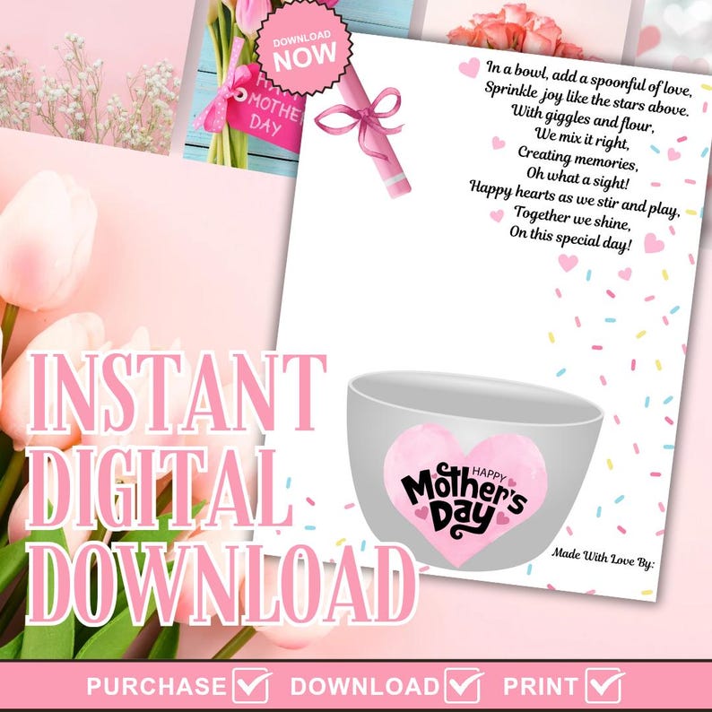 Mothers Day Handprint Art Craft, Mothers Day Craft, Gift for Mom ...