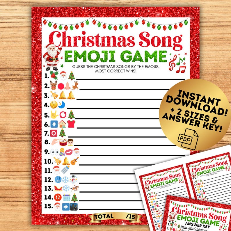 Christmas Songs Emoji Game, Christmas Games, Christmas Printable Games ...