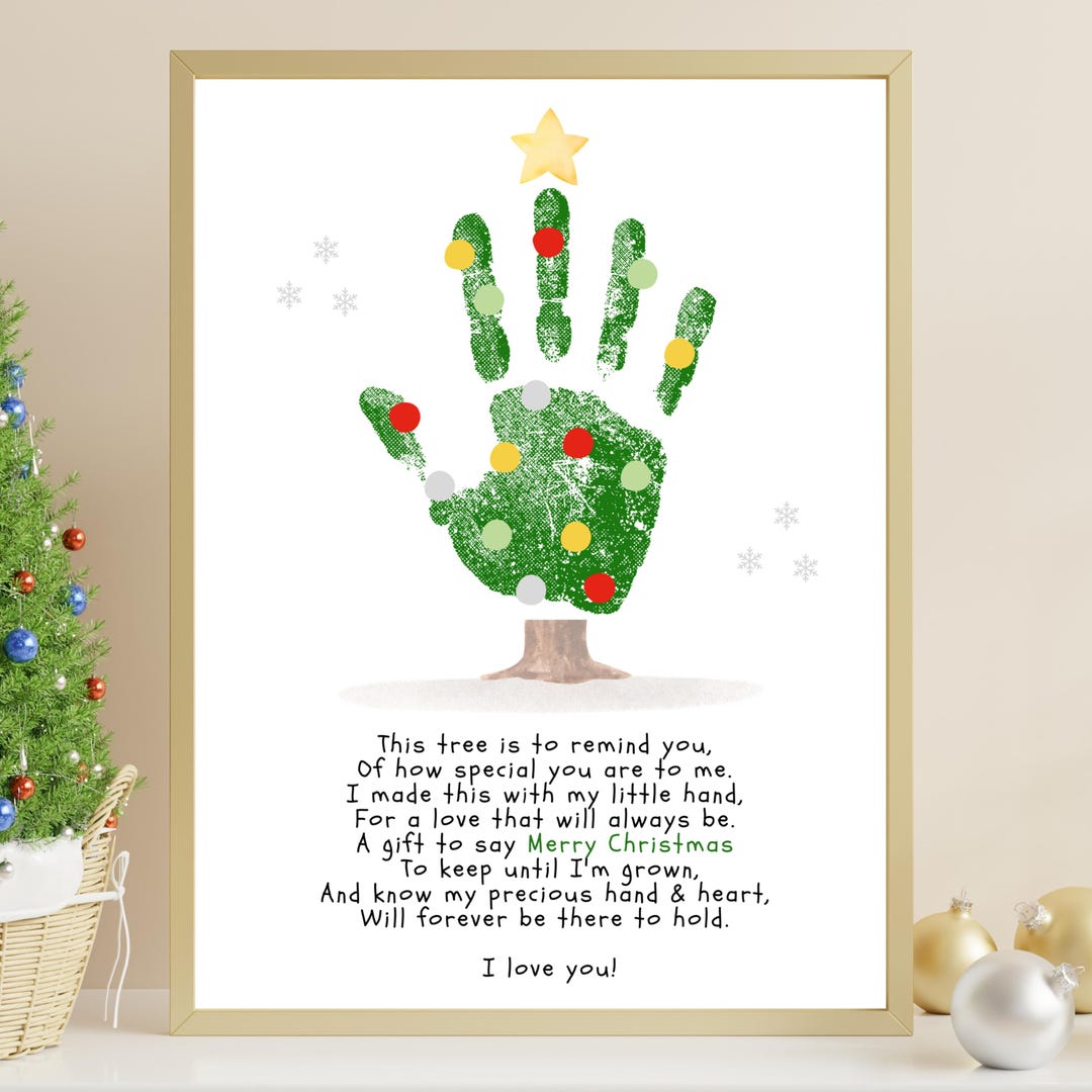 Christmas Handprint Art, Christmas Craft Gift Printable, DIY Christmas ...
