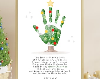 Christmas Handprint Art, Christmas Craft Gift Printable, DIY Christmas ...