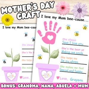 Mothers Day Handprint Art Craft, Mom Handprint Fingerprint Craft ...