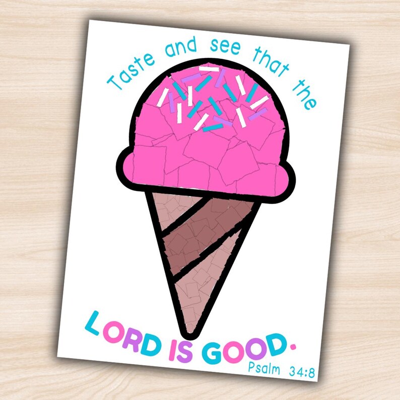 Kids Summer Sunday School Crafts, Torn Paper Crafts, Ice Cream Craft ...