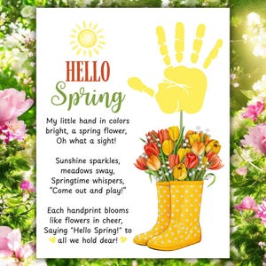 Spring Handprint Art, Spring Flower Handprint Craft, Hello Spring ...