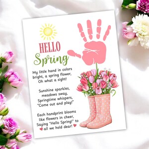 Spring Handprint Art, Spring Flower Handprint Craft, Hello Spring ...