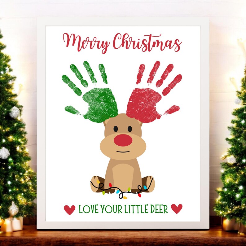Reindeer Christmas Handprint Art, Christmas Printable, Christmas ...