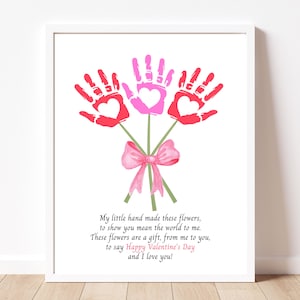 Valentine's Day Handprint Art, Handprint Craft, Printable Bouquet ...