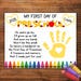 First Day of Preschool Handprint Craft Poem, First Day Kindergarten ...