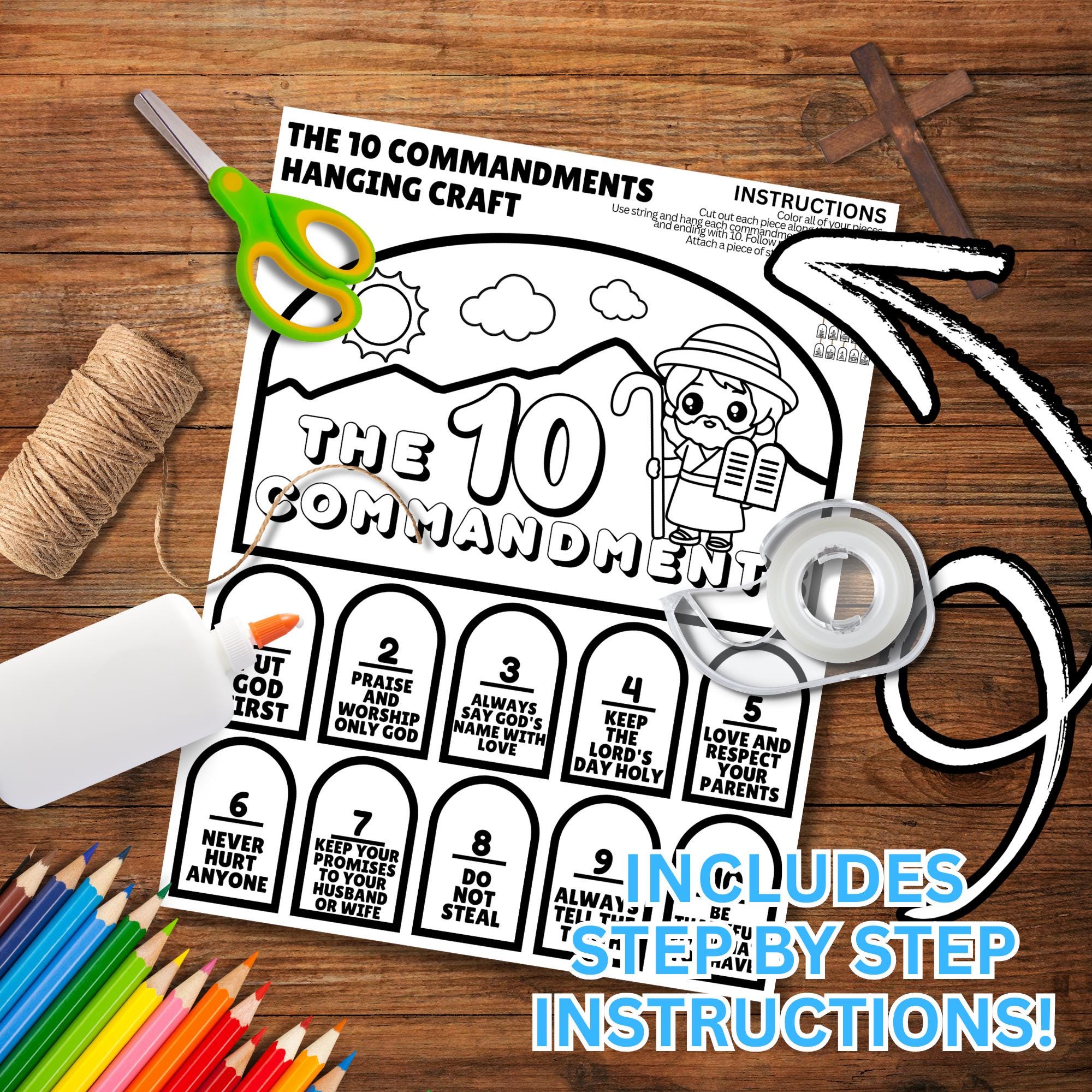10 COMMANDMENTS Bible Craft for Kids, Sunday School Printables, Kids ...