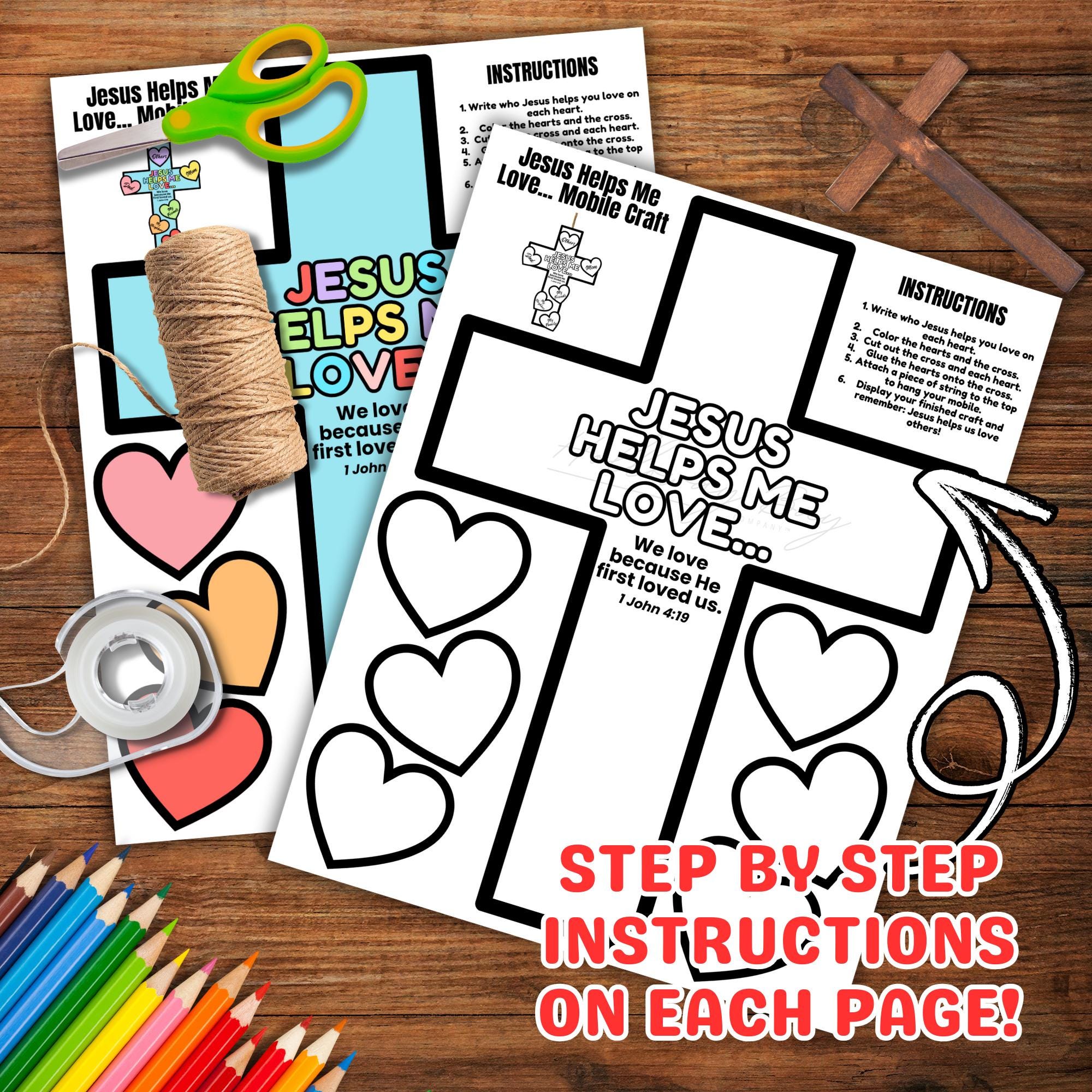 Jesus Helps Me Love Valentines Mobile, Valentine Bible Activity for ...