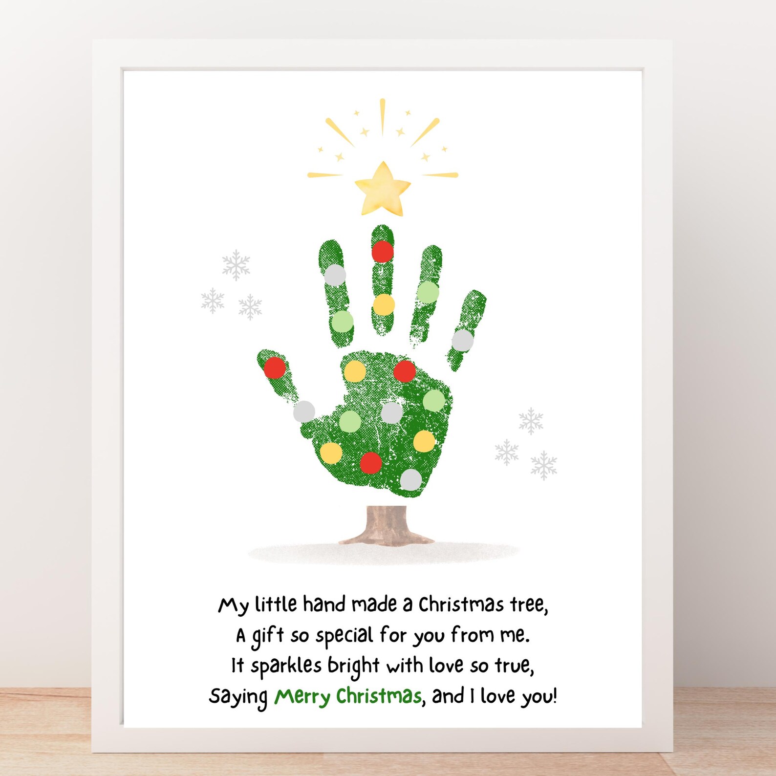 Christmas Handprint Art, Christmas Craft Gift Printable, DIY Christmas ...