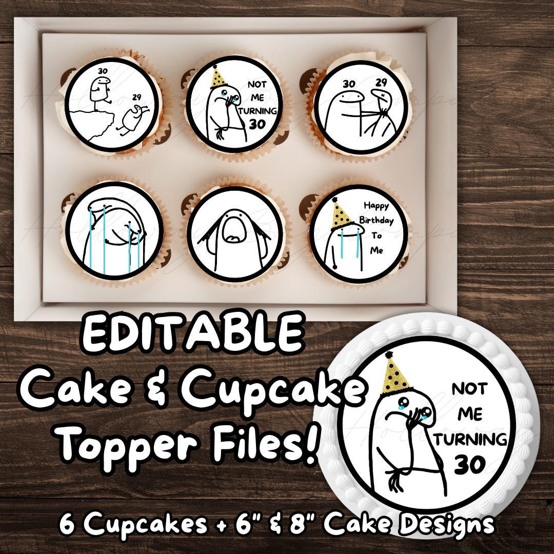 EDITABLE Meme Birthday Cupcake and Cake Toppers, Hilarious Birthday ...