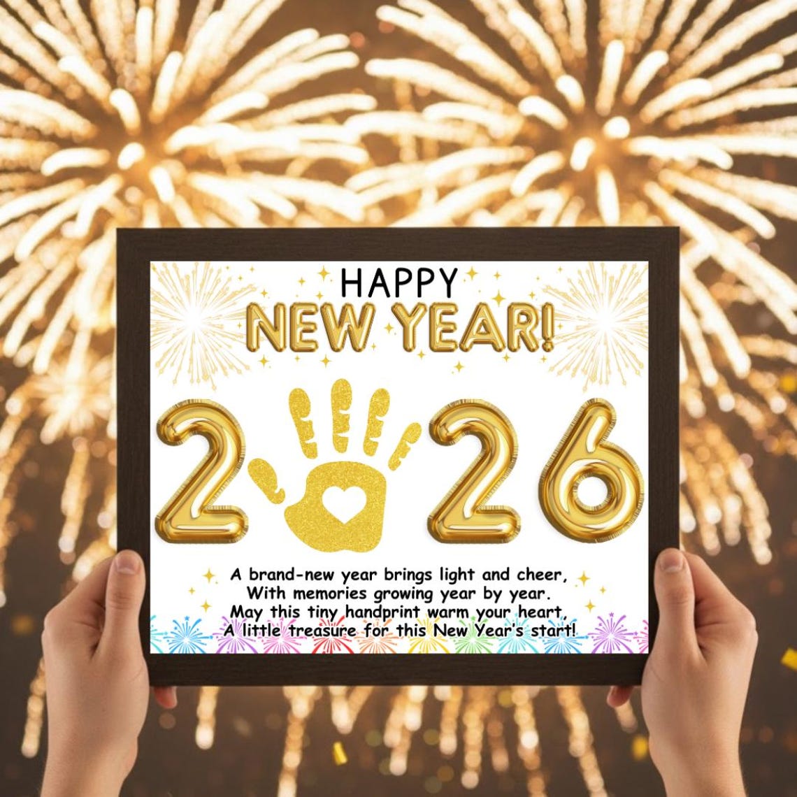 New Years Handprint Craft 2026, New Years Poem Keepsake, Toddler ...