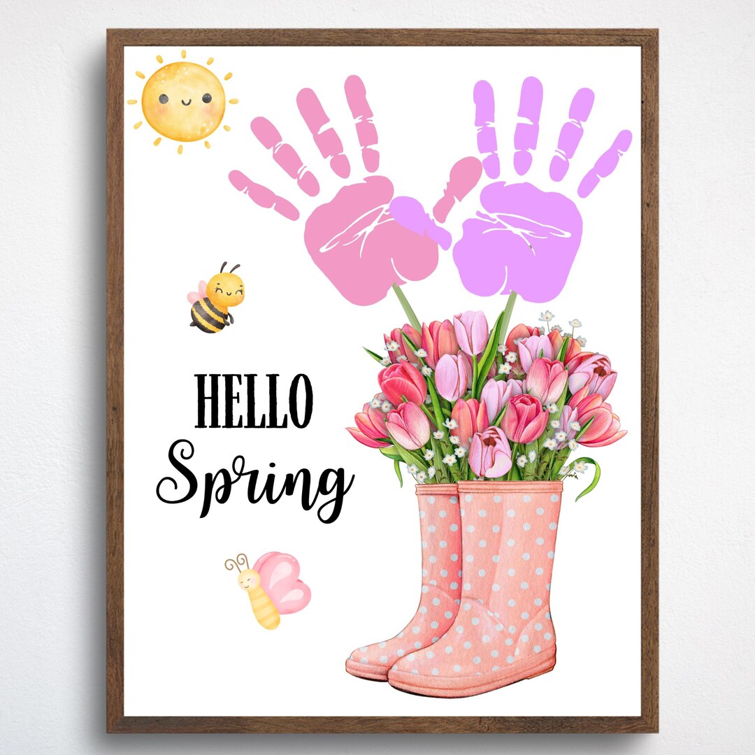 Spring Handprint Art, Spring Flowers Handprint Craft, Hello Spring ...
