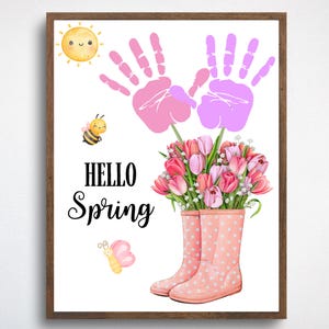 Spring Handprint Art, Spring Flowers Handprint Craft, Hello Spring ...