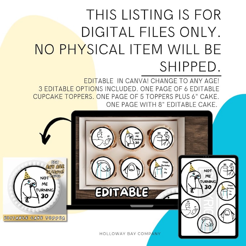 EDITABLE Meme Birthday Cupcake and Cake Toppers, Hilarious Birthday ...