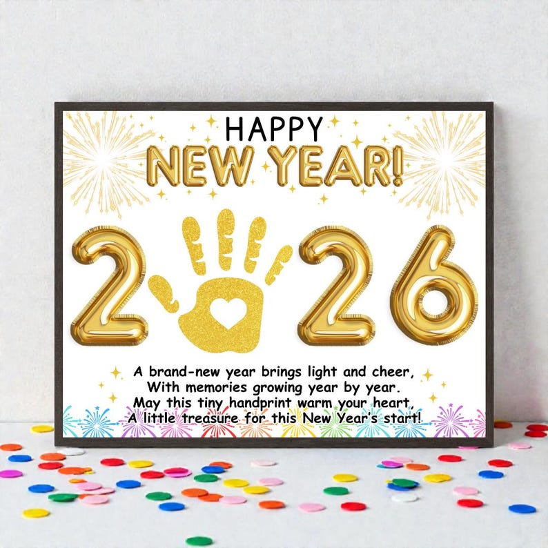 New Years Handprint Craft 2026, New Years Poem Keepsake, Toddler ...