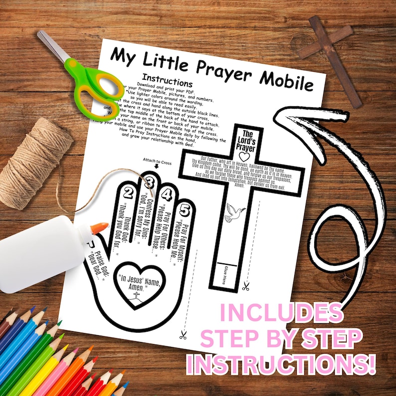 Kids Sunday School Craft, Bible Lesson Printables, Learn to Pray Mobile ...