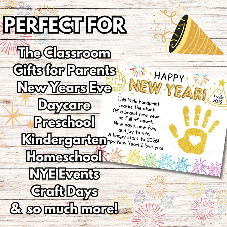 2026 New Years Poem Handprint Craft Kindergarten Preschool Prek Daycare ...