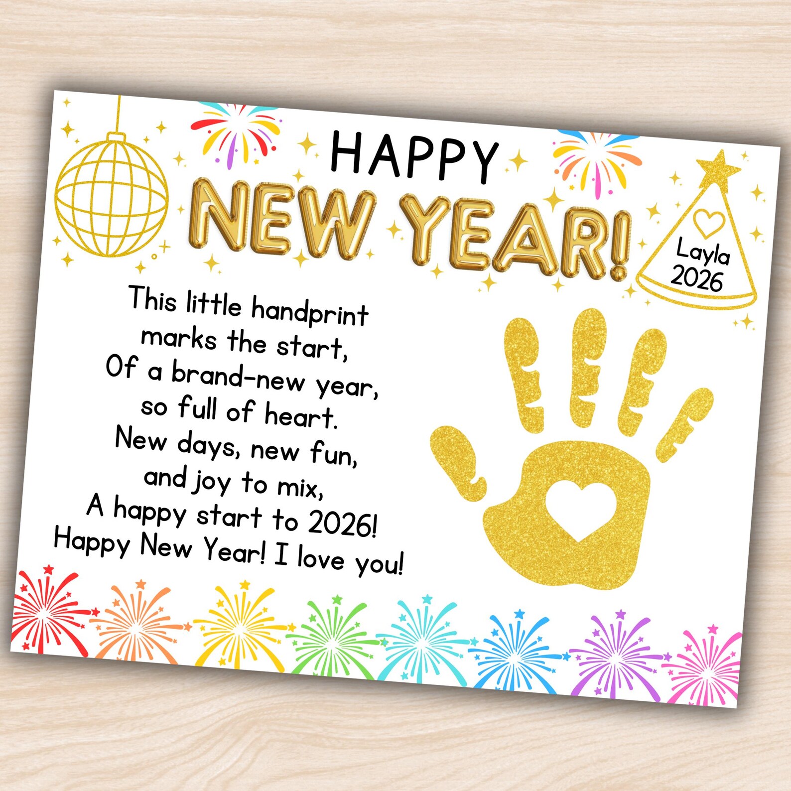2026 New Years Poem Handprint Craft Kindergarten Preschool Prek Daycare ...