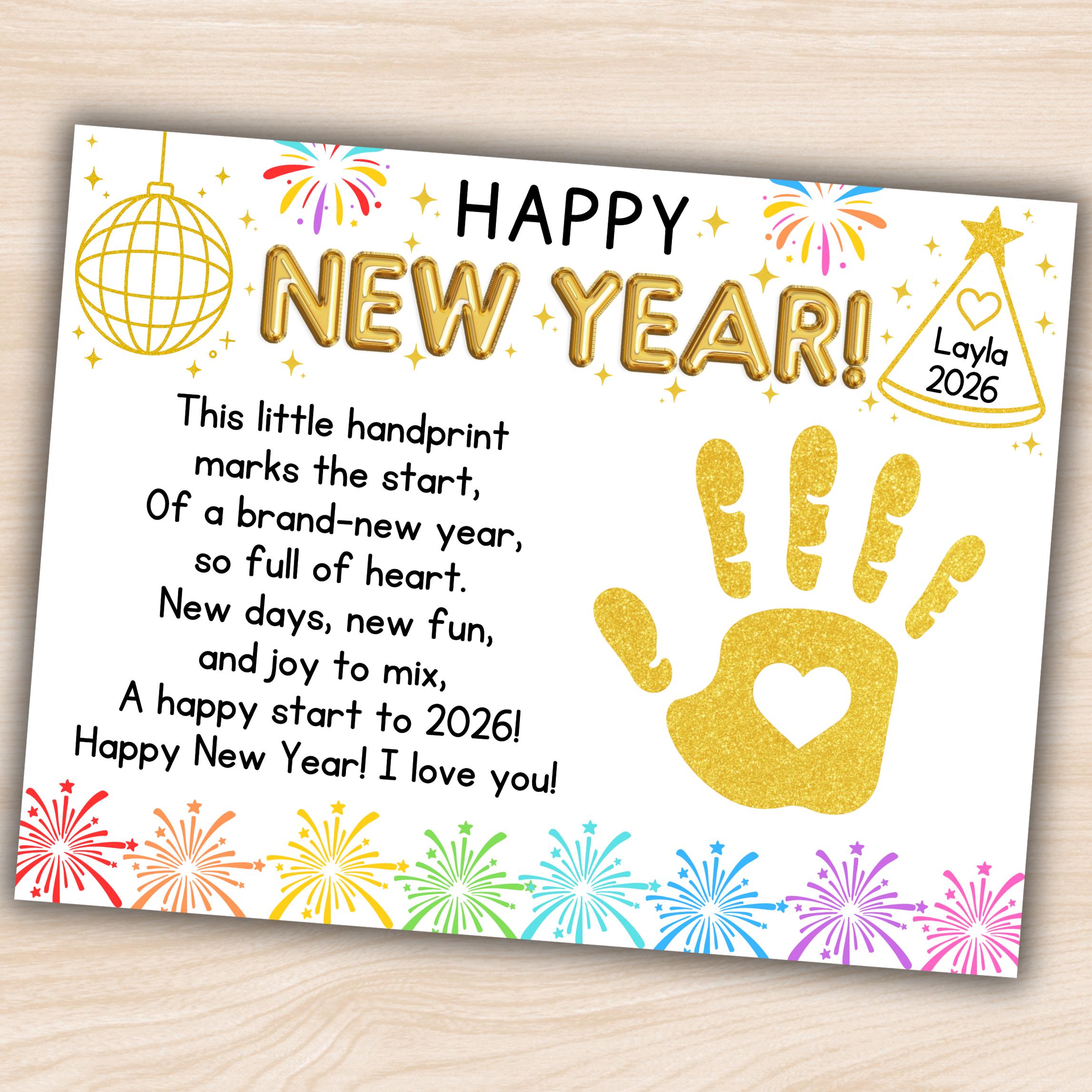 2026 New Years Poem Handprint Craft Kindergarten Preschool Prek Daycare ...