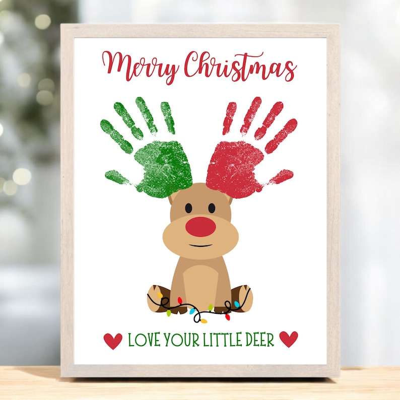 Reindeer Christmas Handprint Art, Christmas Printable, Christmas ...