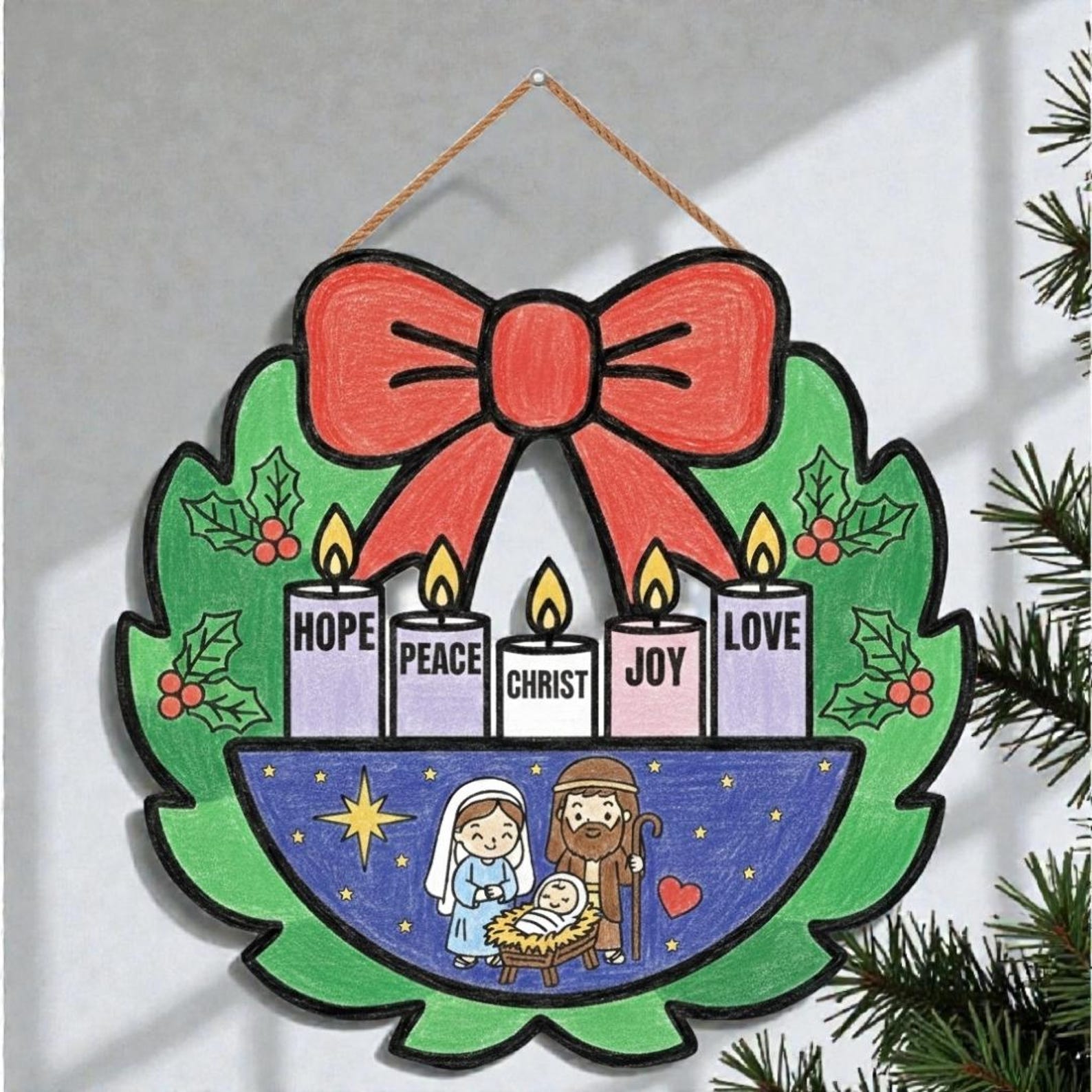 Advent Sunday School Craft, Advent Wreath Christmas Coloring Page ...