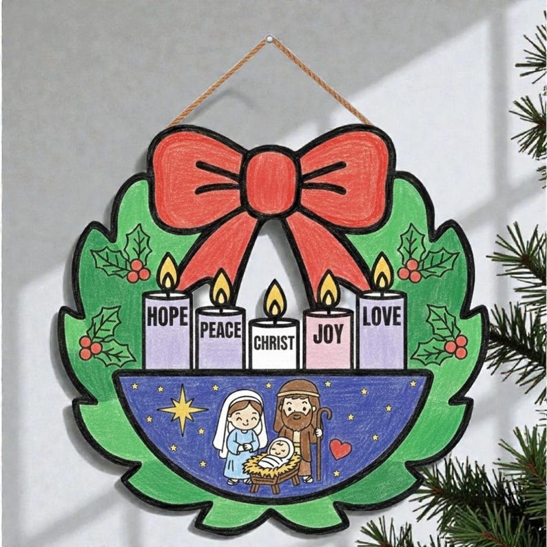 Advent Sunday School Craft, Advent Wreath Christmas Coloring Page ...