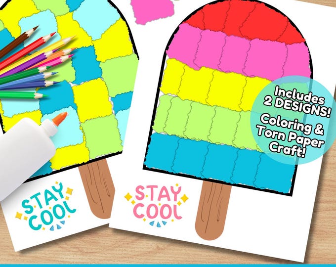 Kids Summer Crafts, Torn Paper Crafts, Popsicle Craft, Easy Crafts for ...