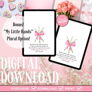 Valentine's Day Handprint Art, Handprint Craft, Printable Bouquet ...