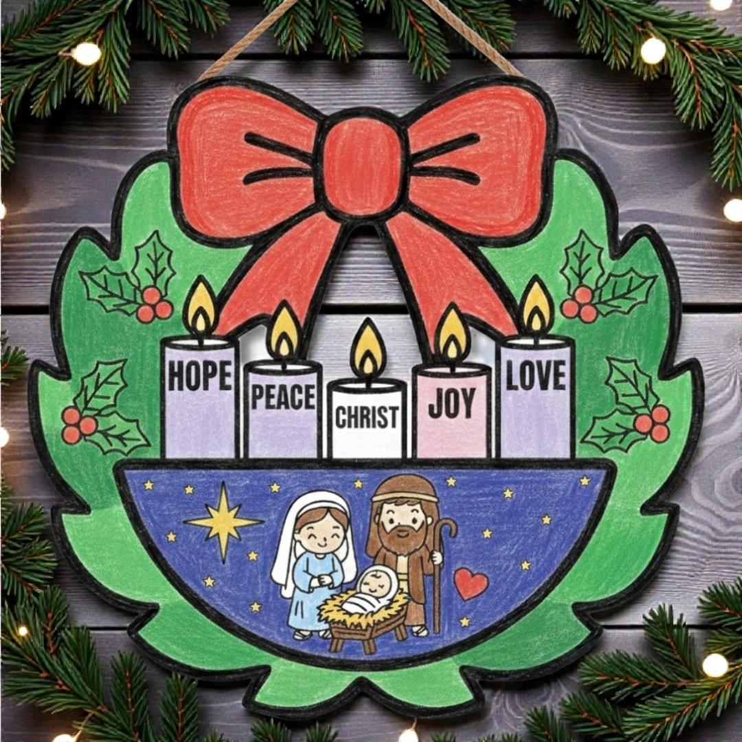 Advent Sunday School Craft, Advent Wreath Christmas Coloring Page ...