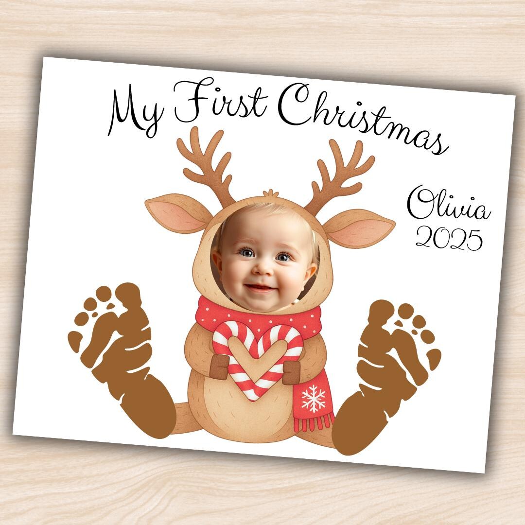 My First Christmas Handprint Footprint Art, Christmas Crafts for Kids ...