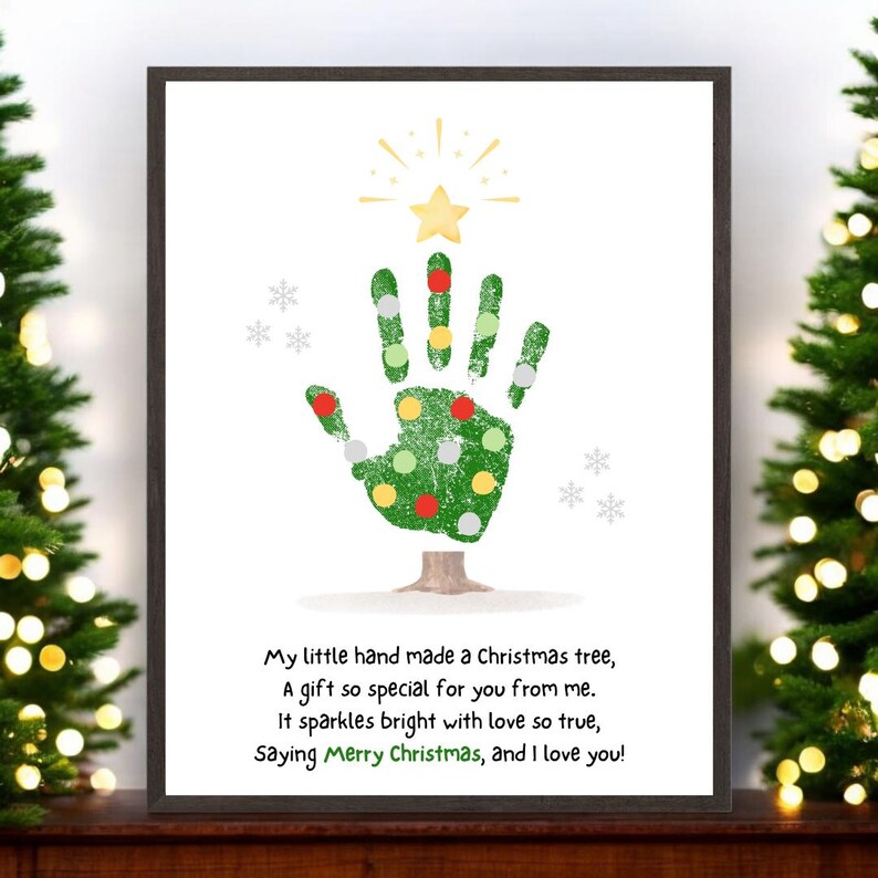 Christmas Handprint Art, Christmas Craft Gift Printable, DIY Christmas ...