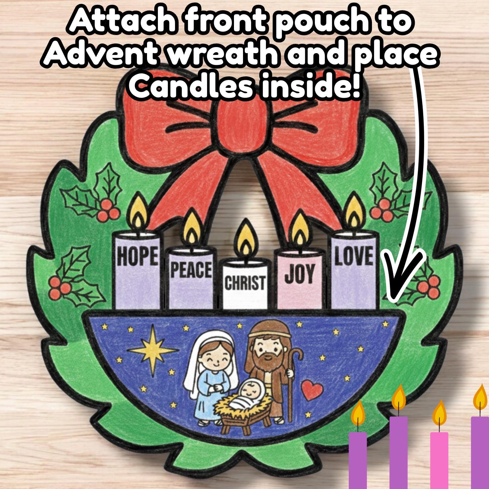 Advent Sunday School Craft, Advent Wreath Christmas Coloring Page ...