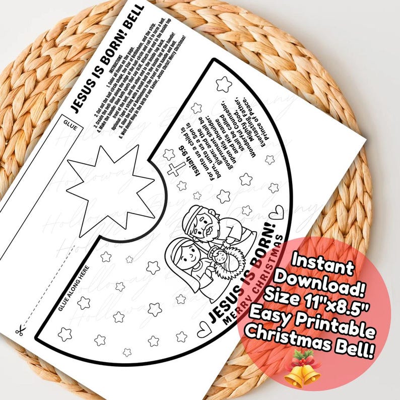 Jesus is Born Bell Craft, Christmas Bible Craft, Jesus Birth Sunday ...