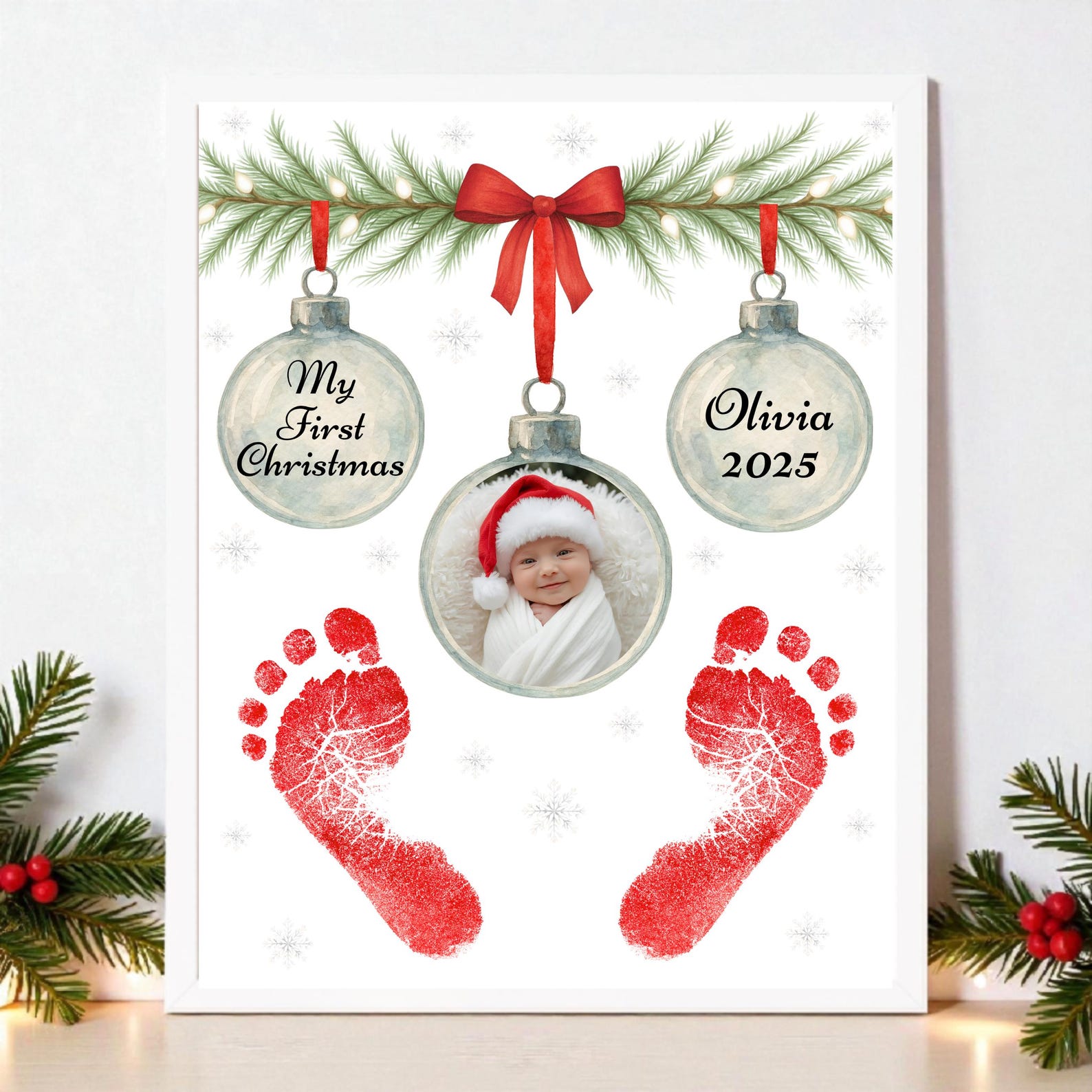 My First Christmas Handprint Footprint Art, Christmas Crafts, Babys ...