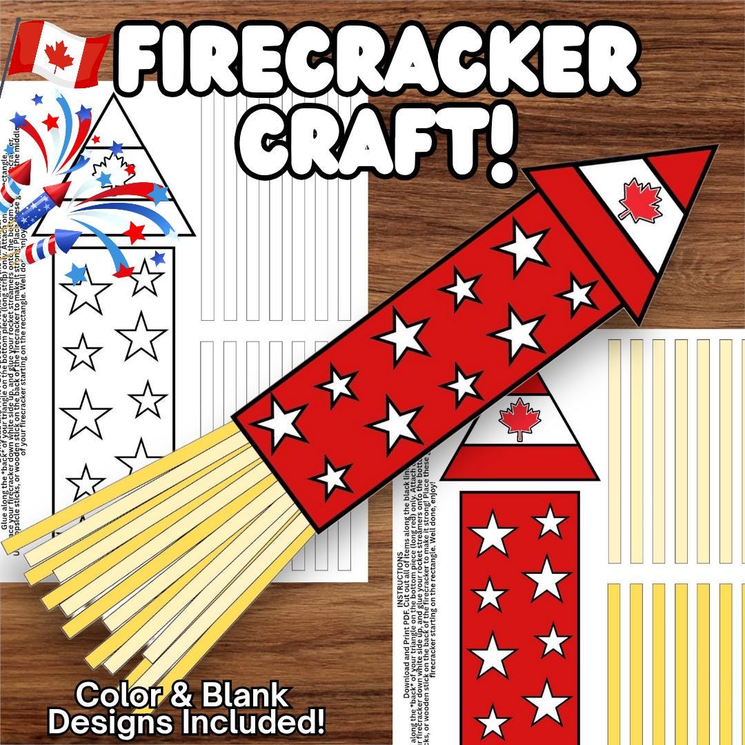 Canada Day Crafts for Kids, Firecracker Craft Fireworks Craft, Kids ...